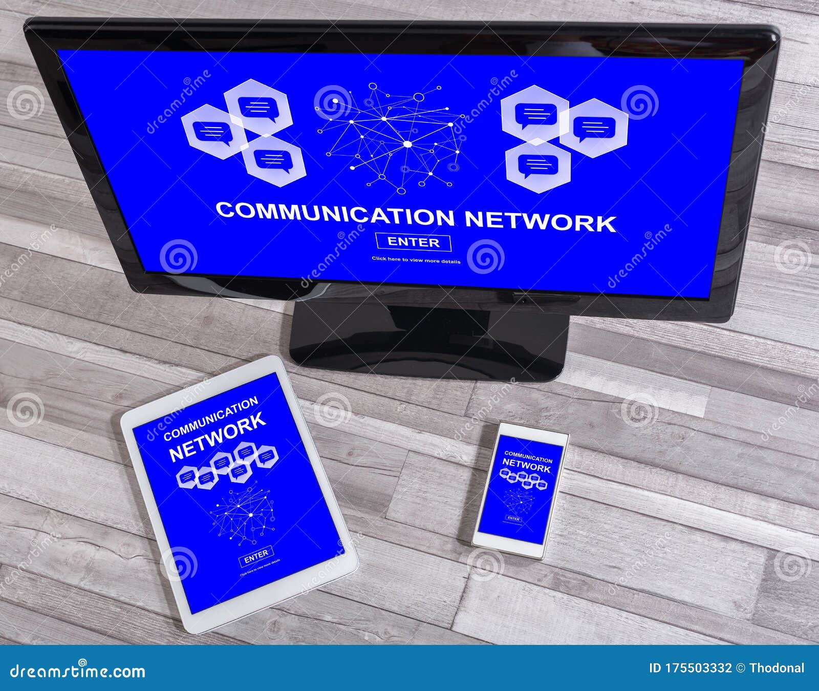 Communication Network Concept on Different Devices Stock Photo - Image ...