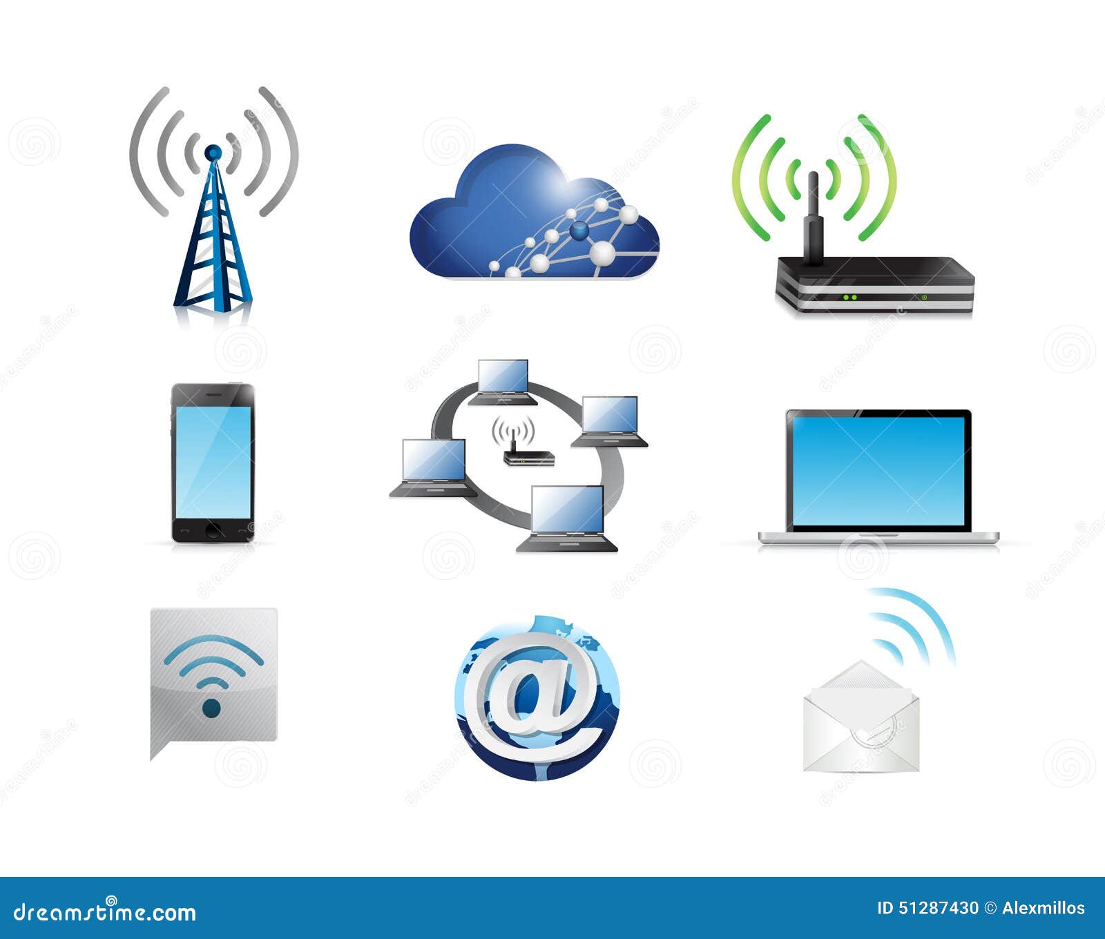 Communication Network Concept Icon Set Stock Illustration ...