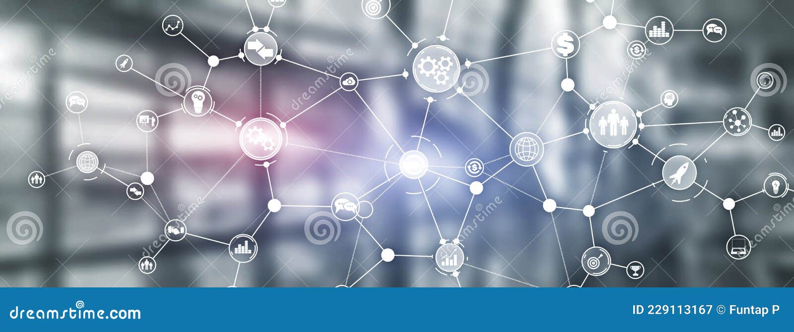 Communication Network. Horizontal Panoramic Business Background Stock ...