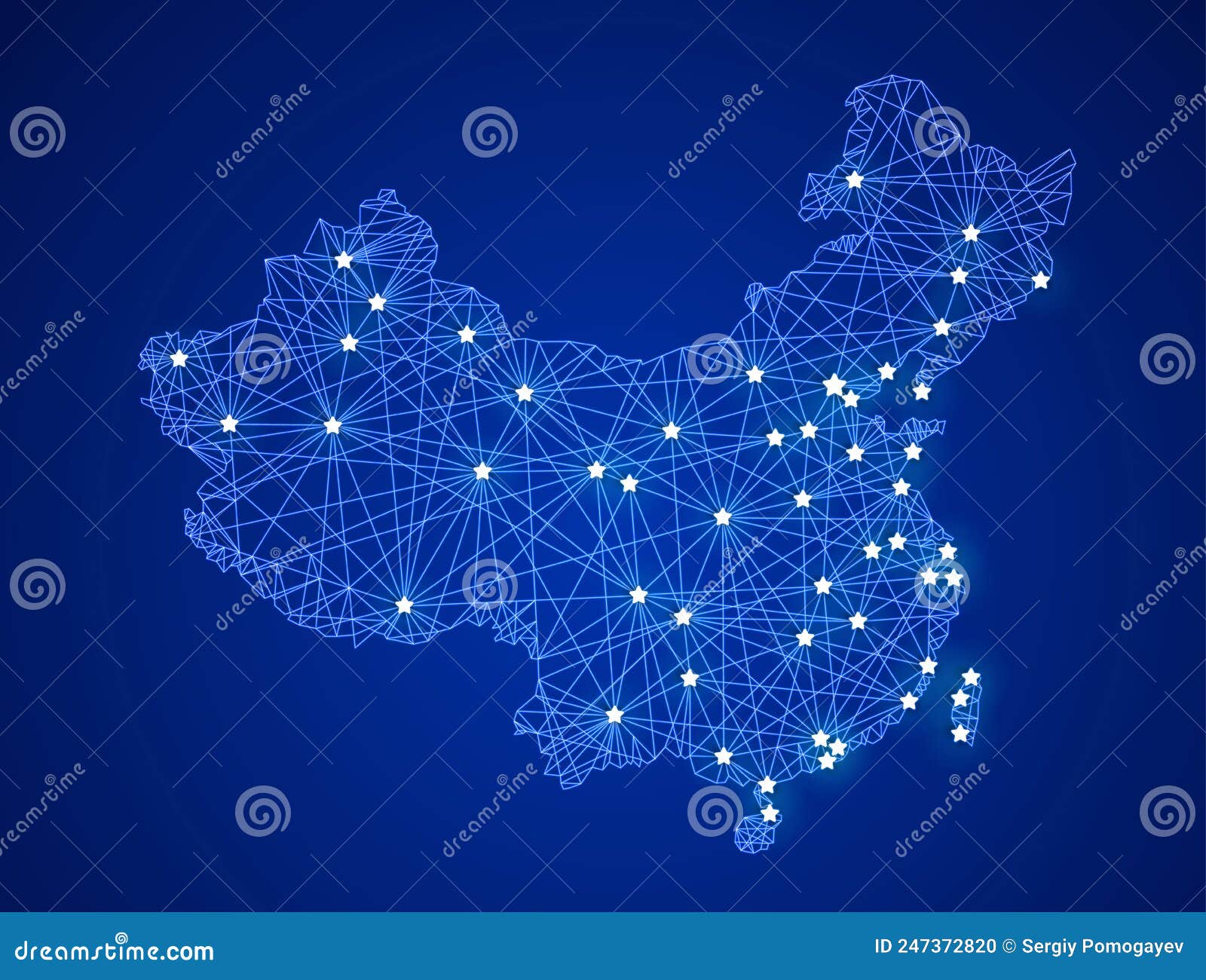 Communication Network Map of China Stock Vector - Illustration of ...