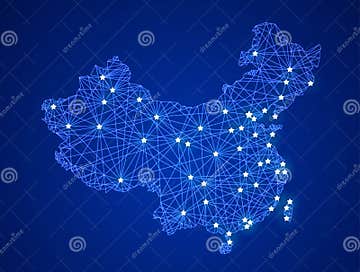 Communication Network Map of China Stock Vector - Illustration of ...