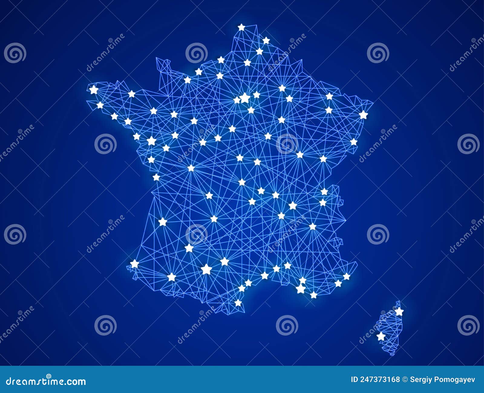 Communication Network Map of France Stock Vector - Illustration of ...