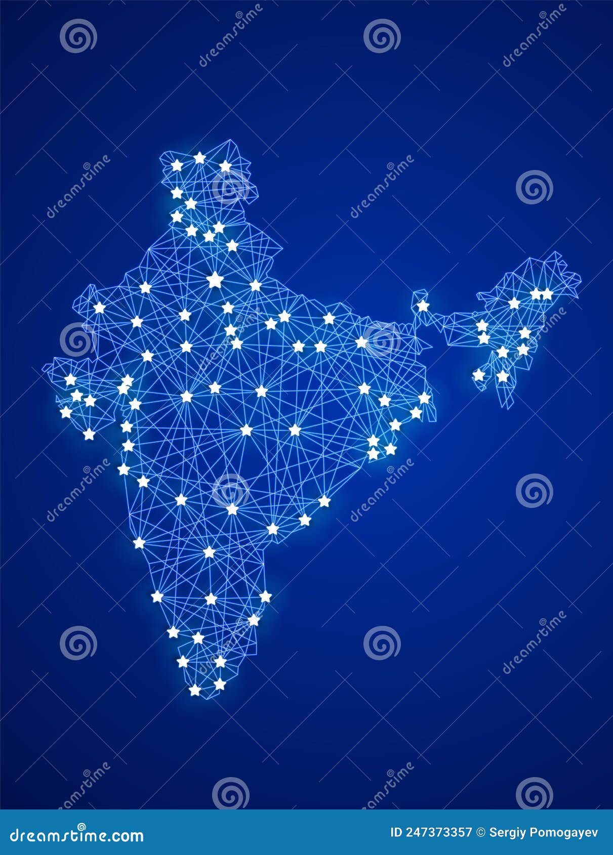 Communication Network Map of India Stock Vector - Illustration of ...