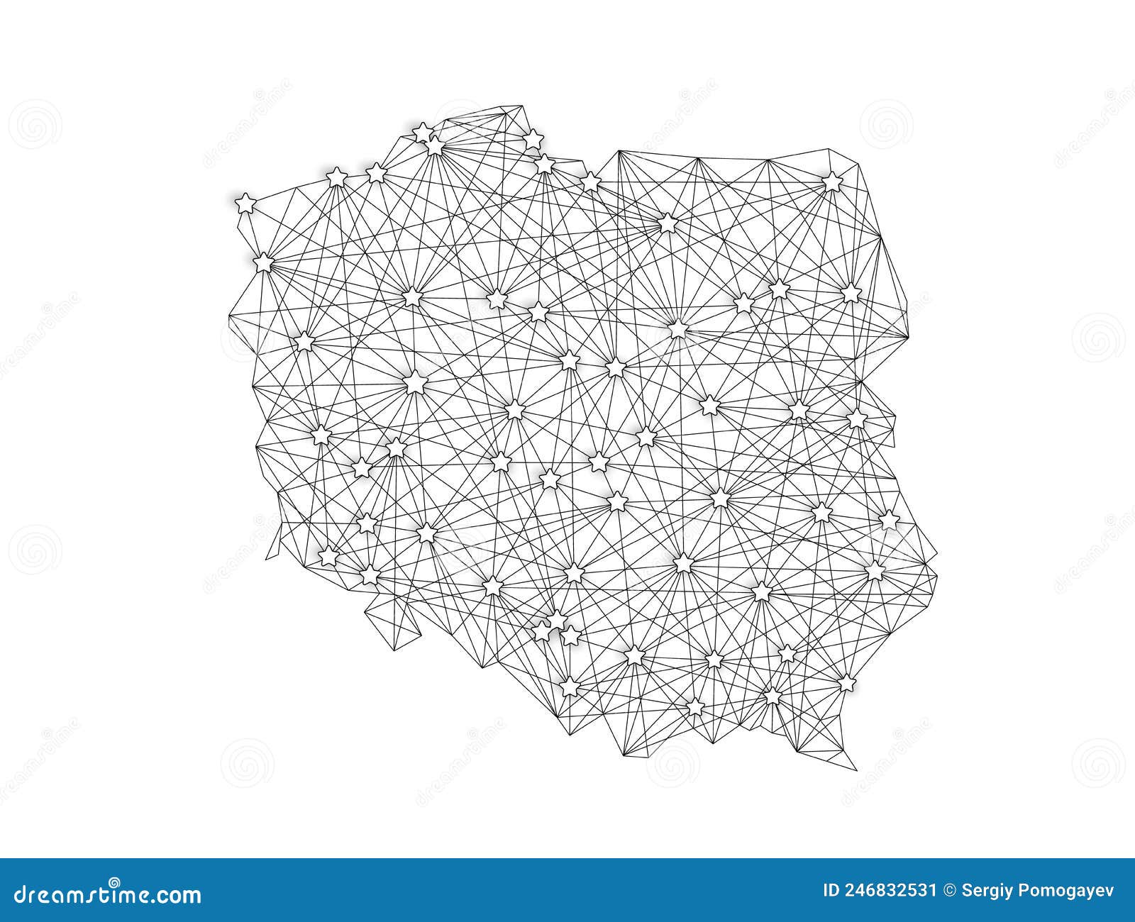 Communication Network Map of Poland on White Stock Vector ...