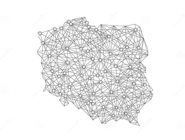 Communication Network Map of Poland on White Stock Vector ...