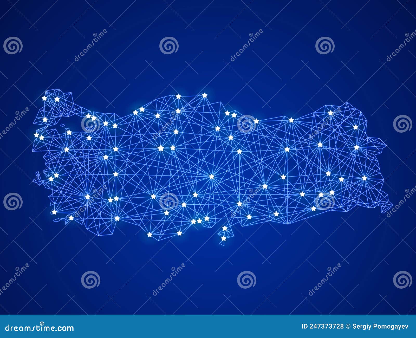 Communication Network Map of Turkey Stock Vector - Illustration of ...