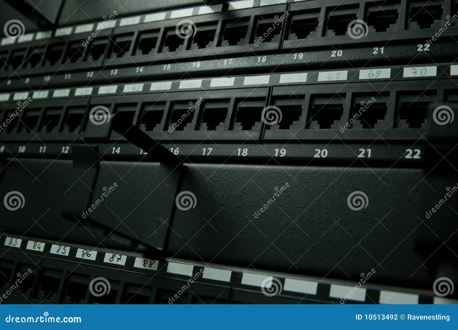 Network Panel, Switch And Internet Cable In Data Center. Black Switch ...