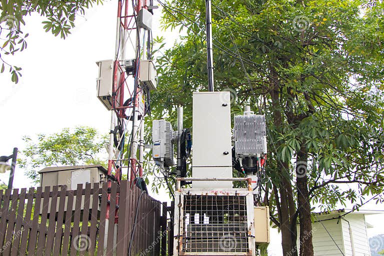 Communication Network Tower Telephone Pole Wireless Technology. Stock ...