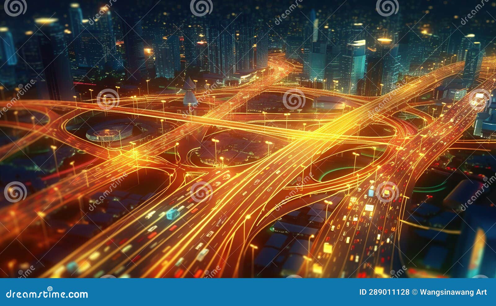 Communication Network and Traffic Light on Highway Stock Photo - Image ...