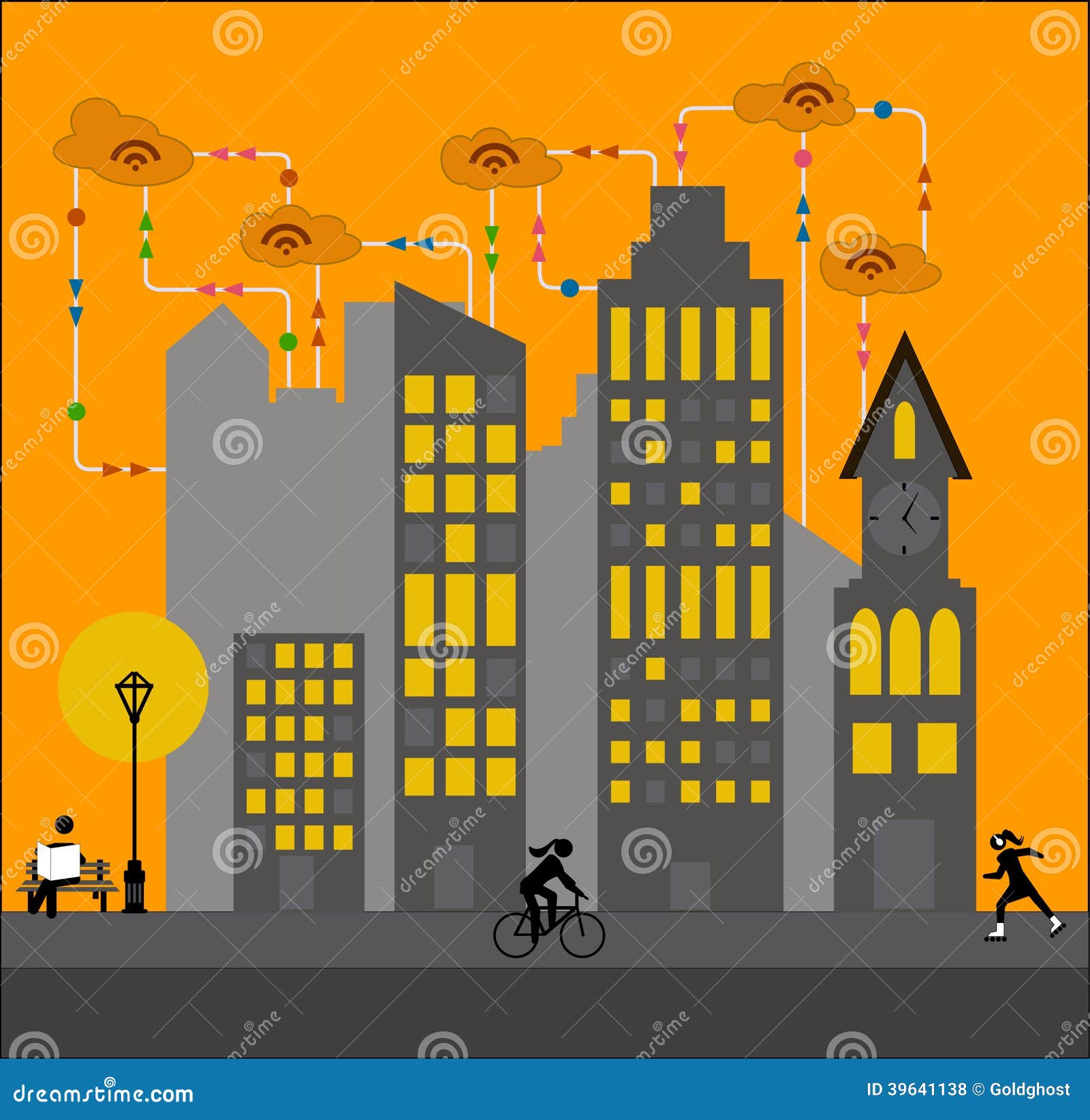 Communication at night stock vector. Illustration of contacts - 39641138