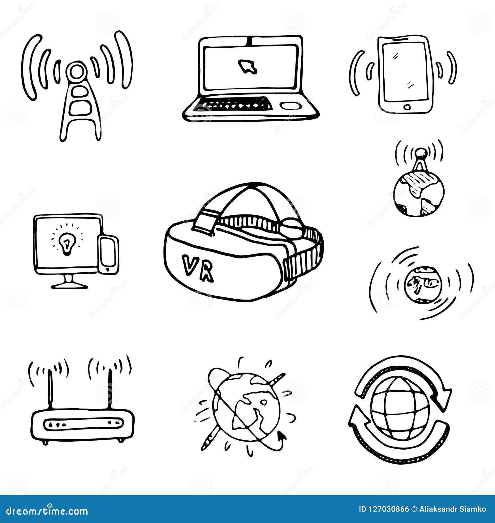 Communication Objects or Icons Set/ Cartoon Vector and Illustration ...