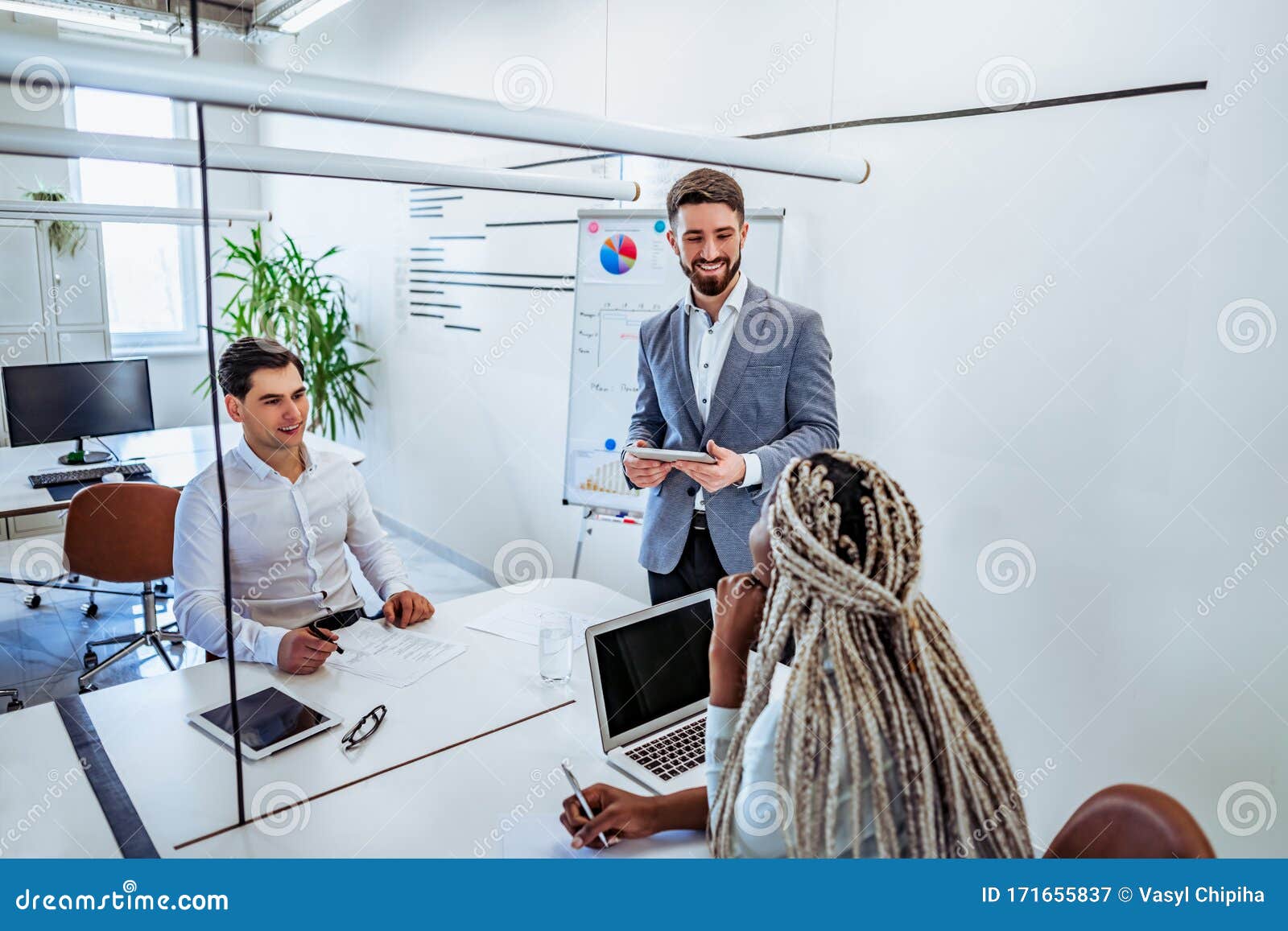 Communication in office stock image. Image of businesspeople - 171655837