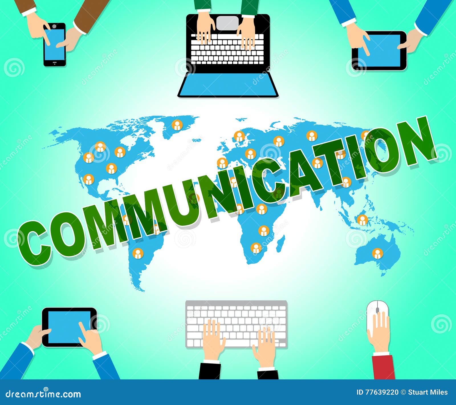 Communication Online Means Web Site and Networking Stock Illustration ...