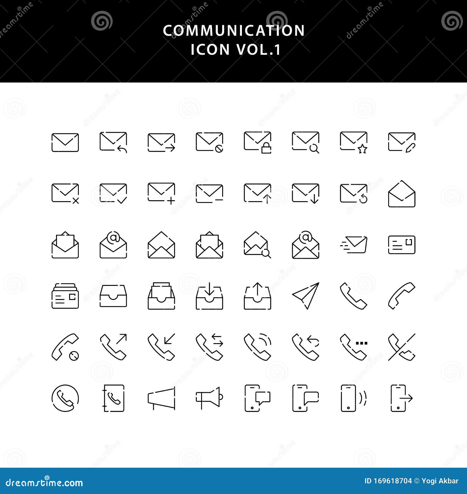 Communication Outline Icon Set Stock Vector - Illustration of computer ...