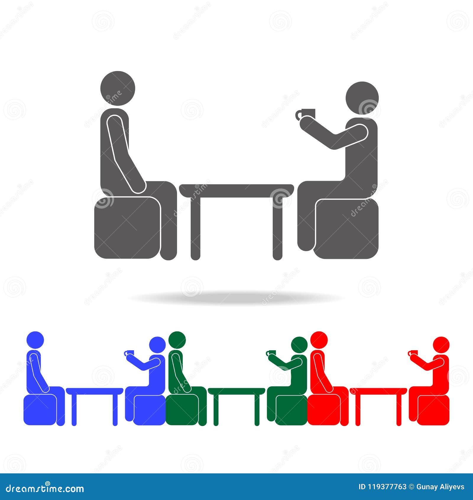 Communication Over a Cup of Coffee Icon. Elements of Conversation in ...