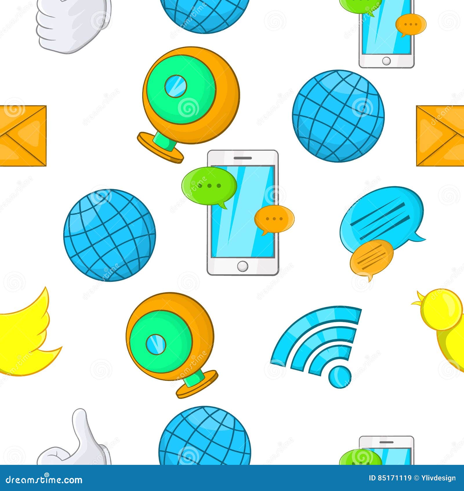 Communication Over Internet Pattern, Cartoon Style Stock Vector ...