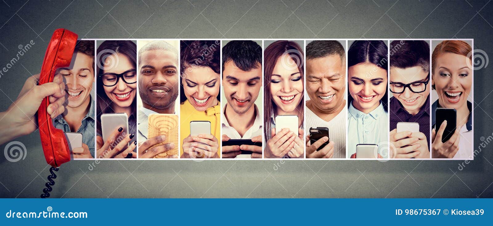 Communication Over the Telephone. Happy Young People Using Mobile Smart ...