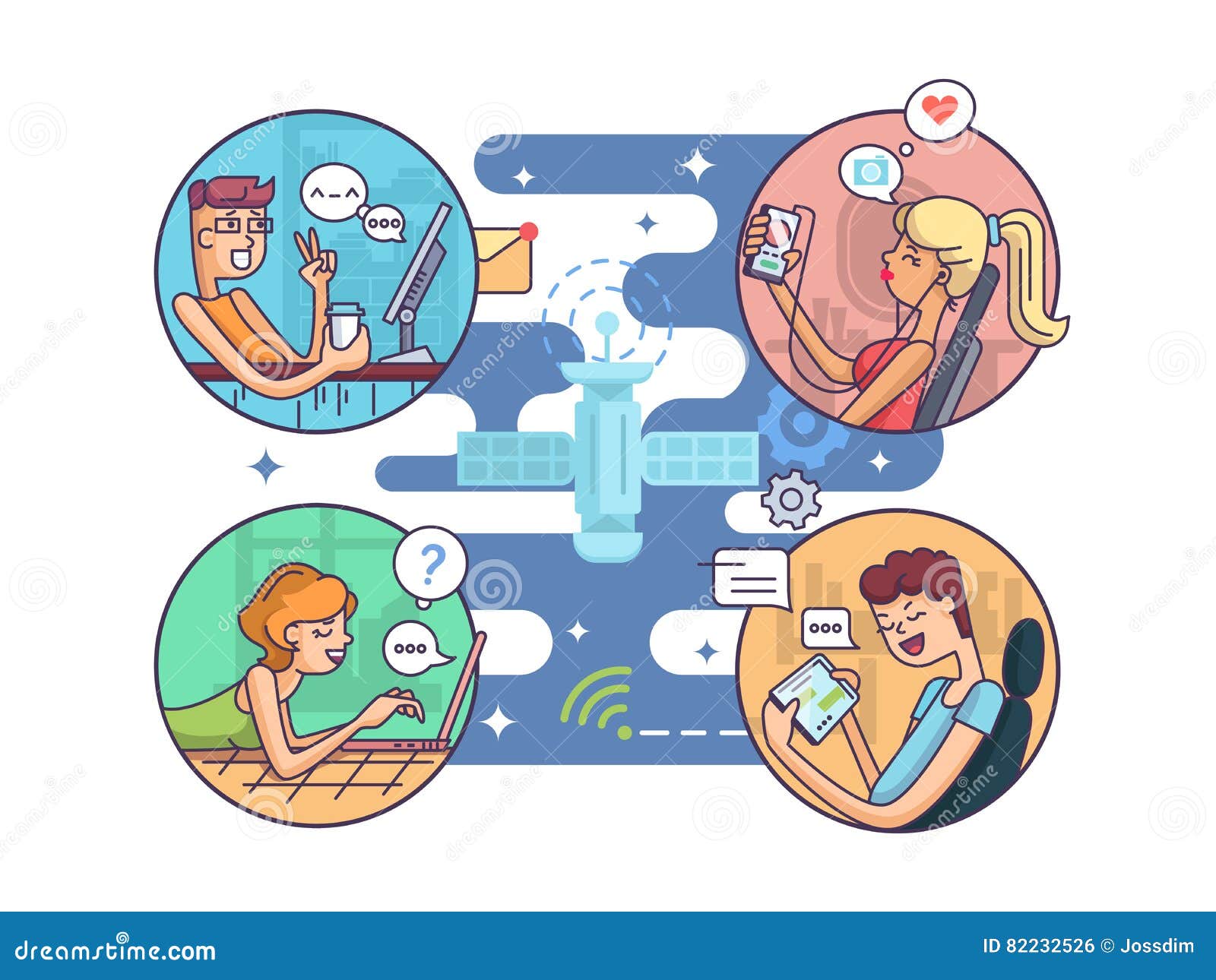 Communication People at Distance Stock Vector - Illustration of concept ...