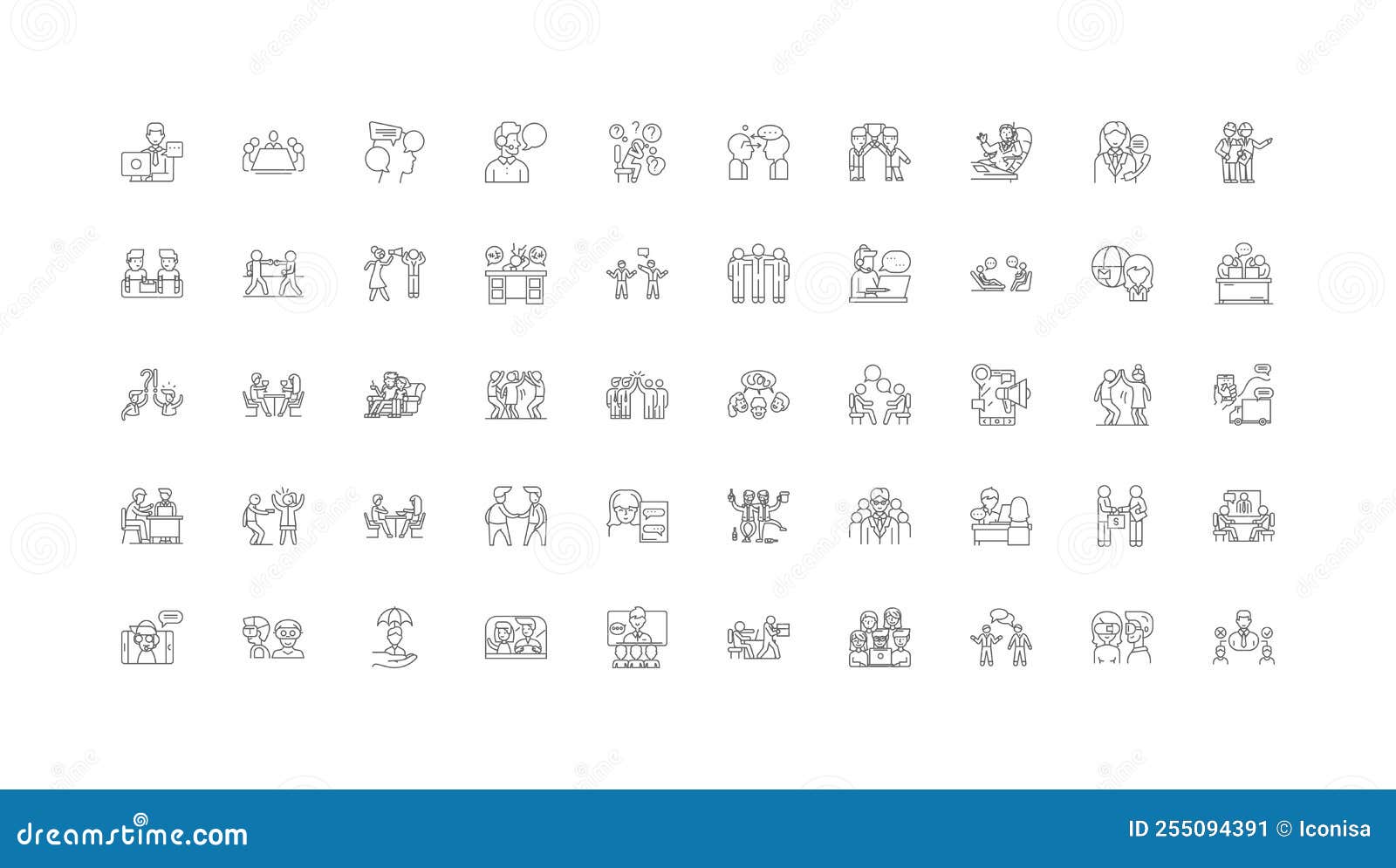 Communication People Ideas, Linear Icons, Line Signs Set, Vector ...