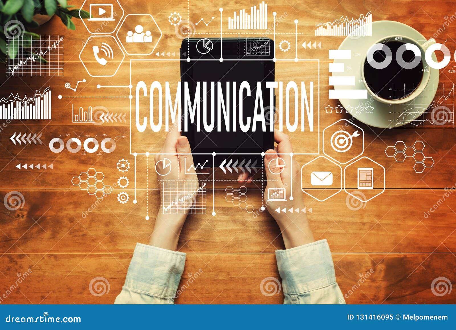 Communication with a Person Holding a Tablet Stock Image - Image of ...