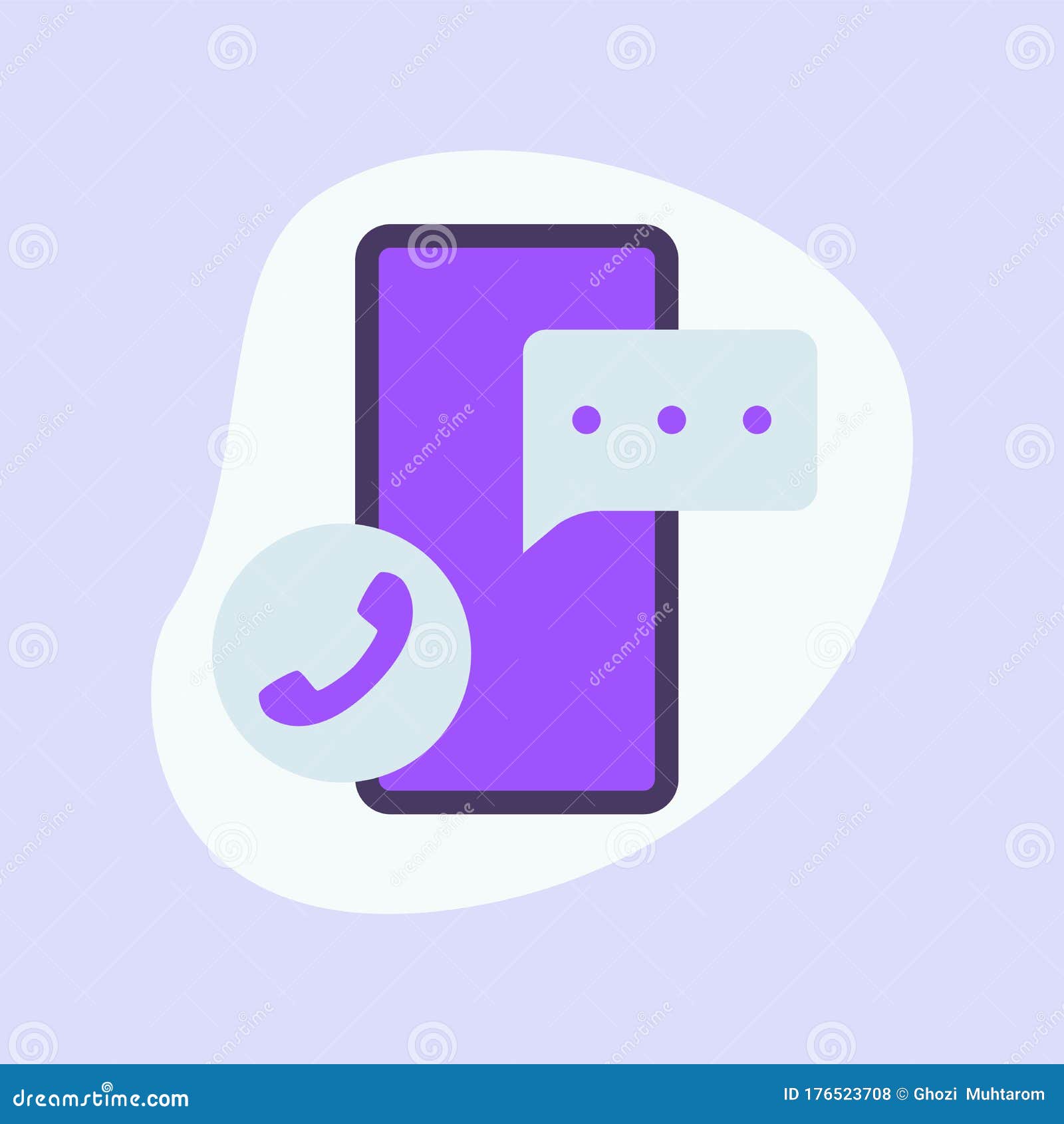 Communication Phone Call Icon Single Isolated with Modern Purple Color ...