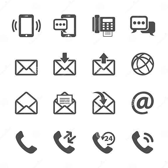 Communication of Phone and Email Icon Set, Vector Eps10 Stock Vector ...