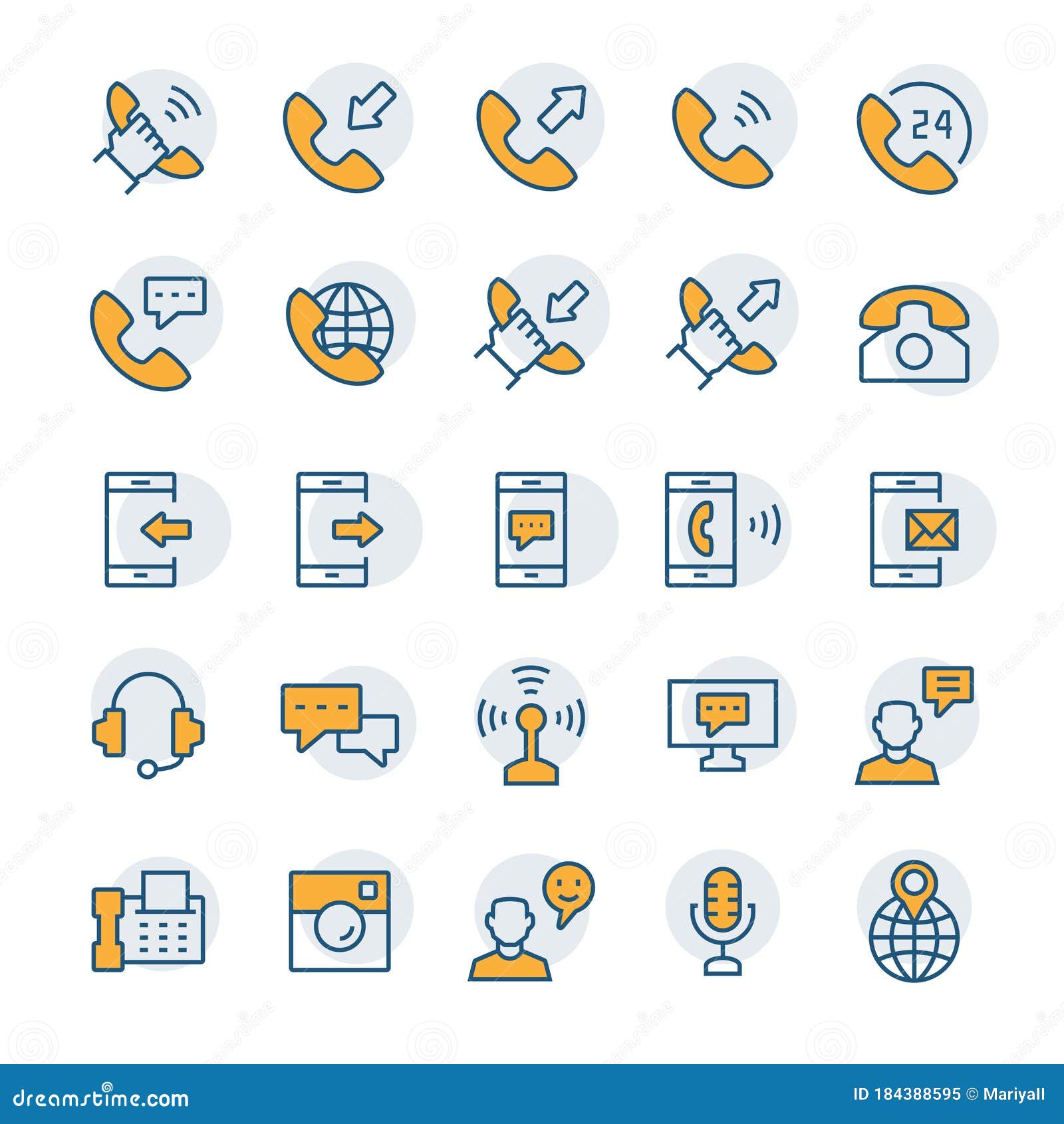 Communication and Phone Icon Set in Thin Line Style. Vector Symbols ...