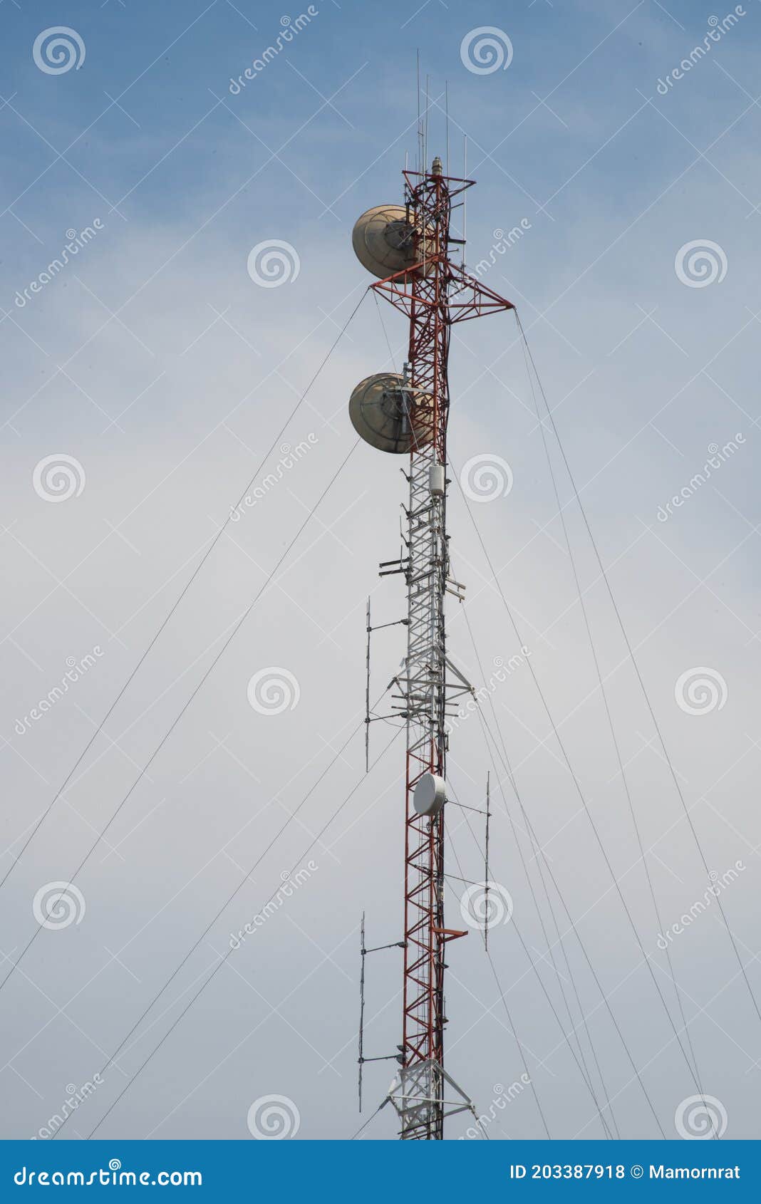 Communication Pole Isolated on White Cloud Background Stock Photo ...