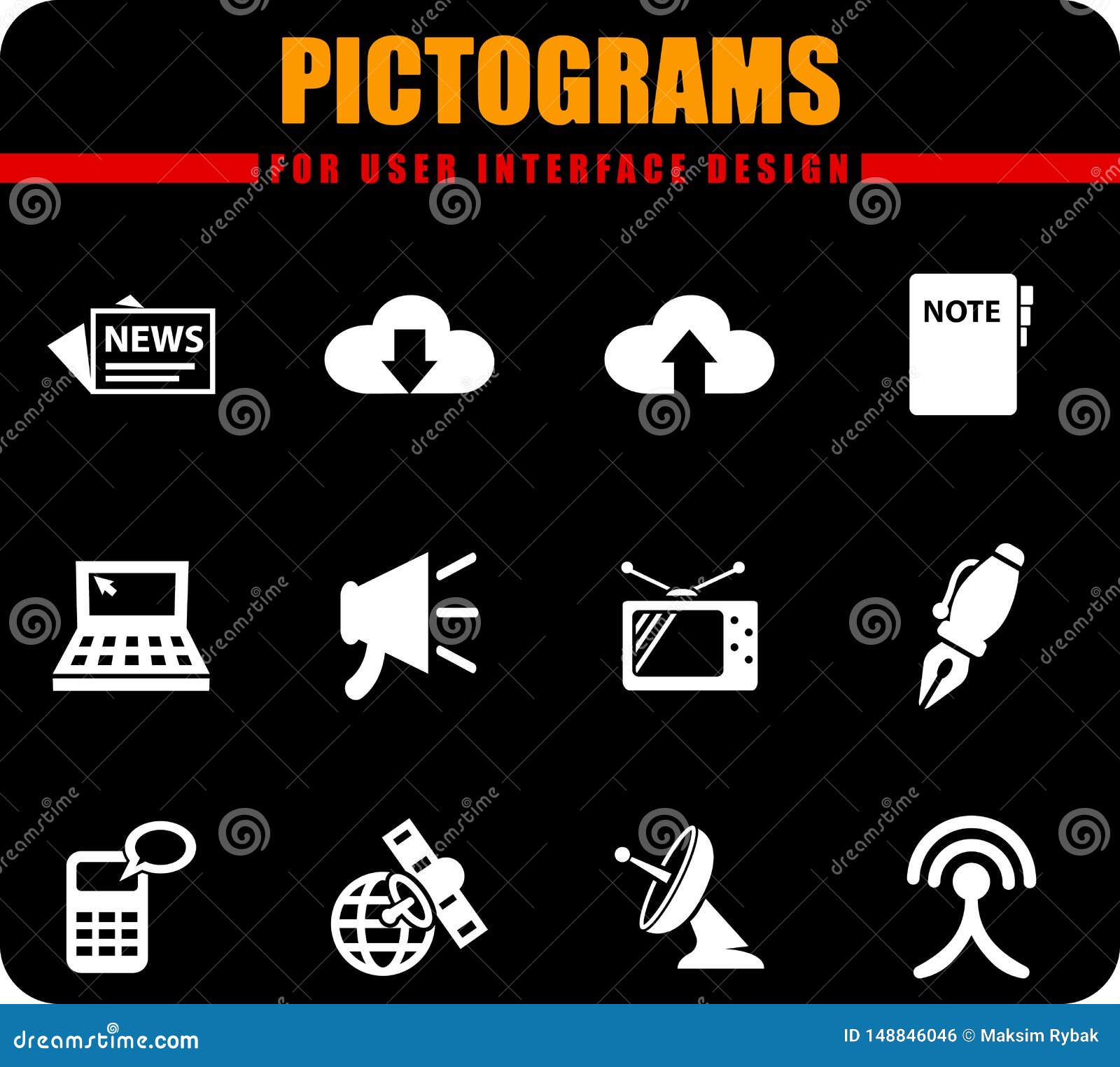 Communication icons set stock vector. Illustration of information ...