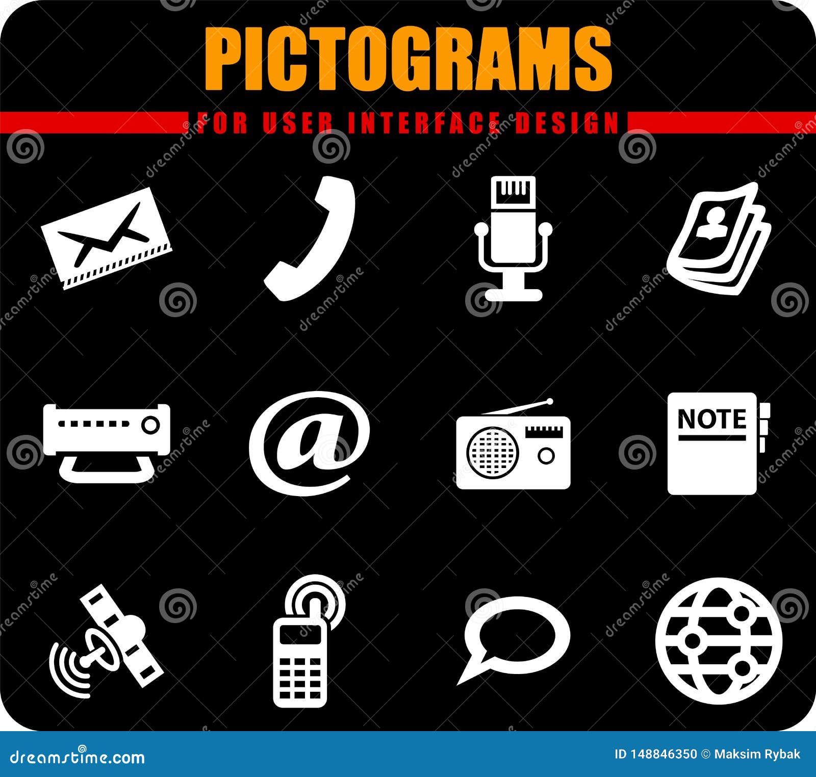 Communication icons set stock vector. Illustration of internet - 148846350