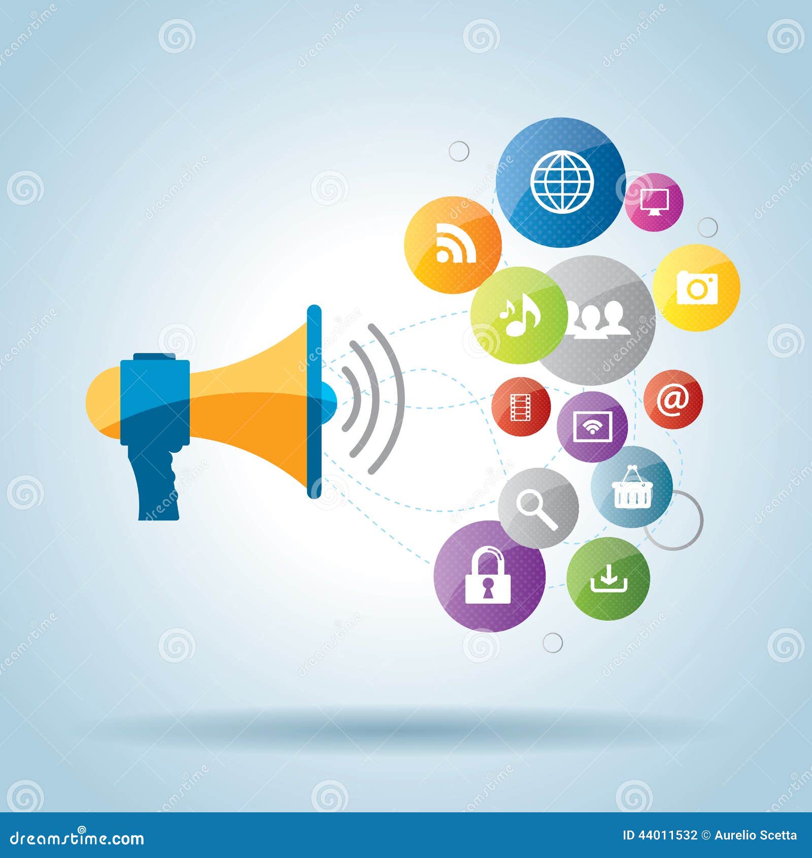Communication and Promotion in Social Media Stock Vector - Illustration ...