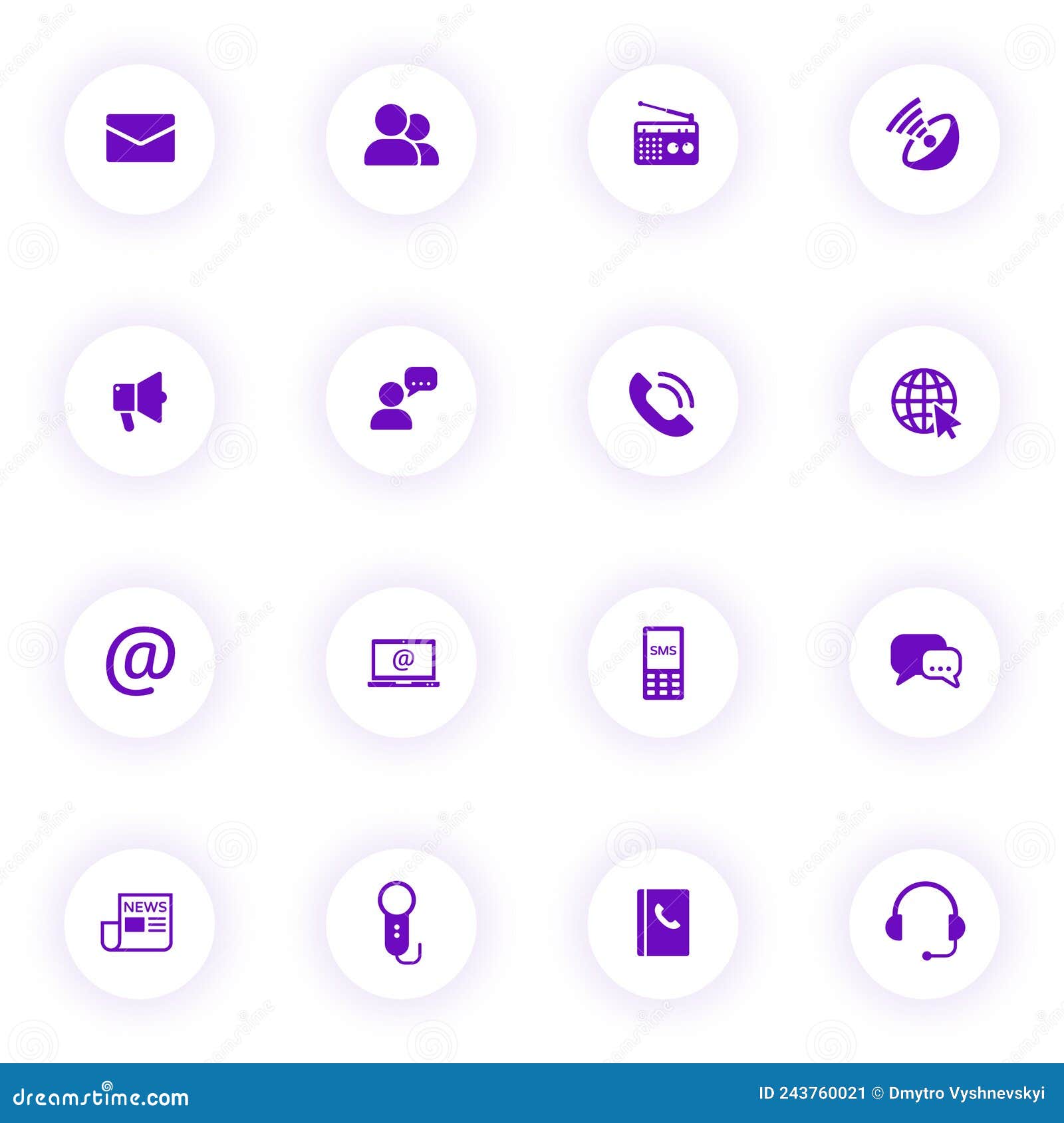 Communication Purple Color Vector Icons Stock Vector - Illustration of ...