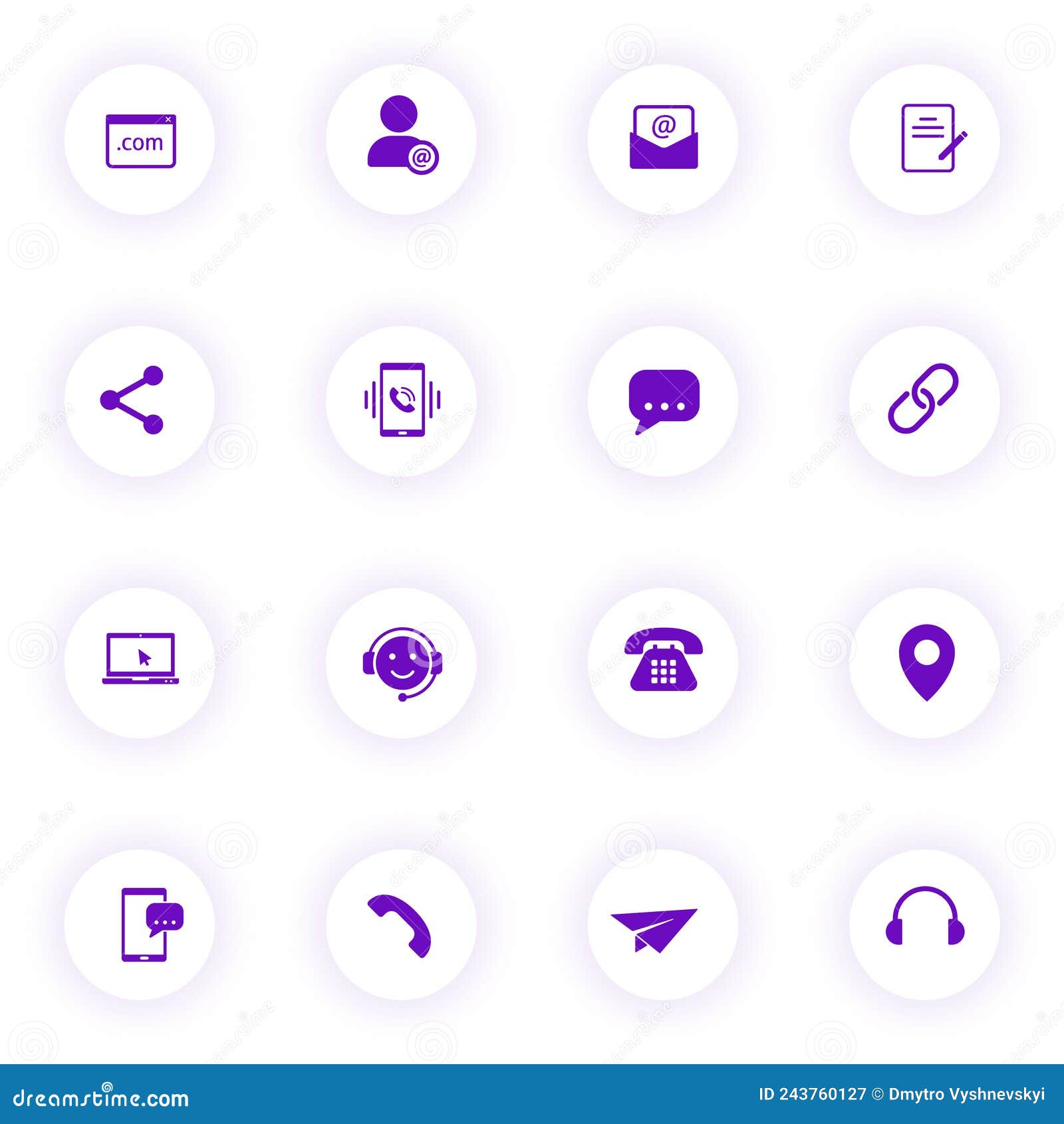 Communication Purple Color Vector Icons Stock Vector - Illustration of ...