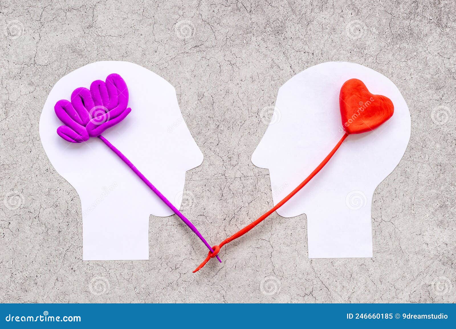 Communication and Relationship Concept - Brain and Heart on Two Paper ...