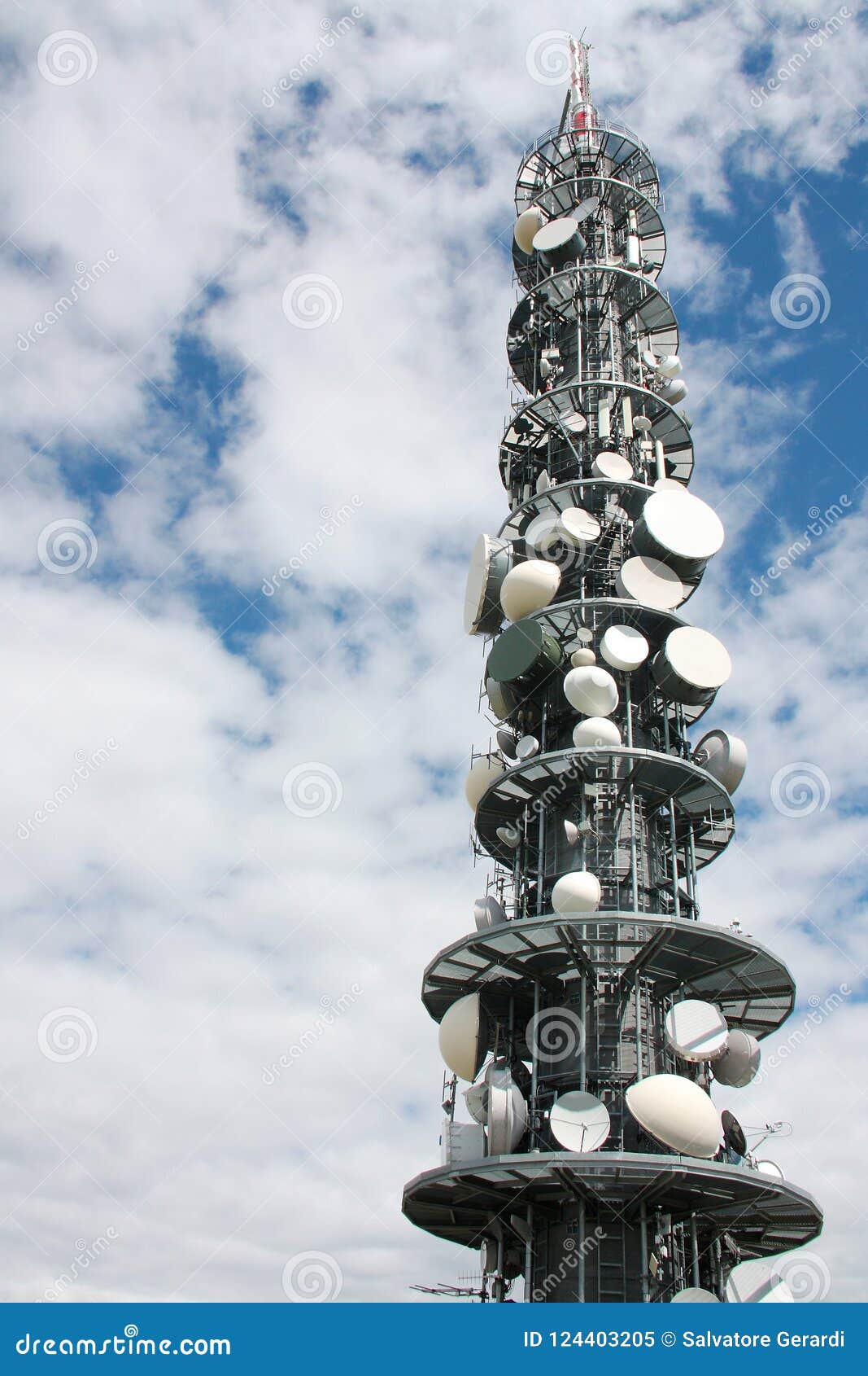 Communication Repeater Antenna Tower Placed on the Mountain Top Stock ...