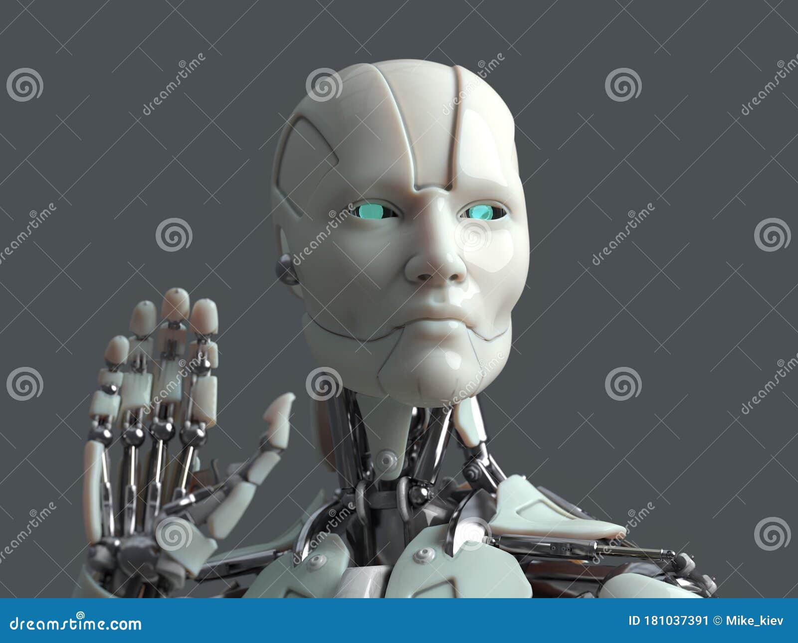 Communication of the Robot with People Stock Illustration ...