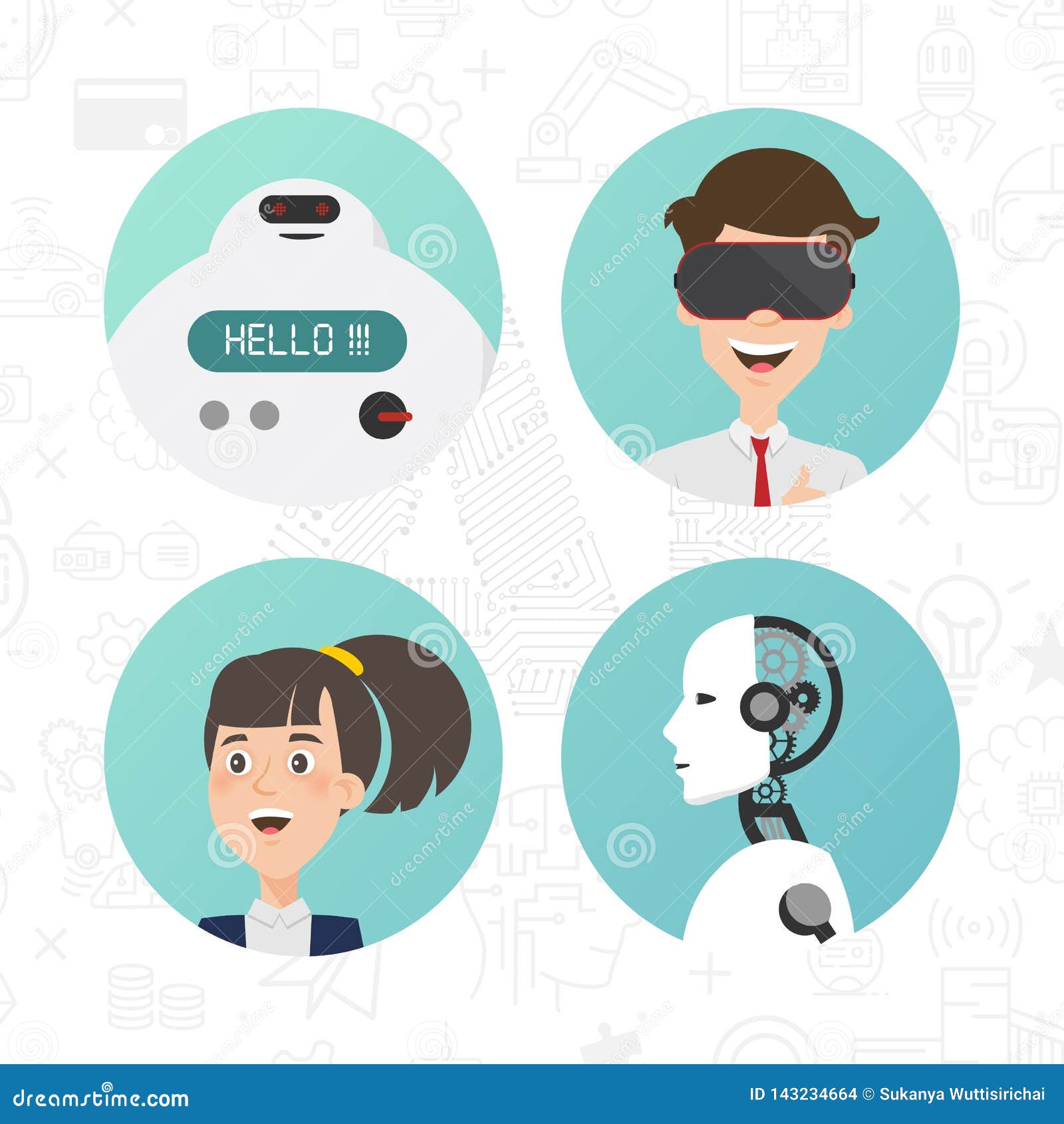 Communication between Robots and Humans Character Stock Vector ...