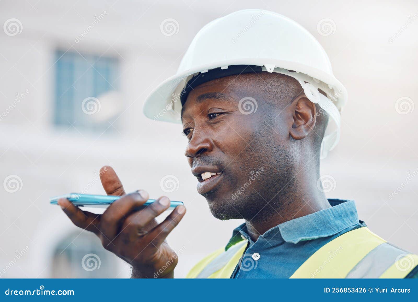 Communication, Safety and a Construction Worker on Phone Call or ...
