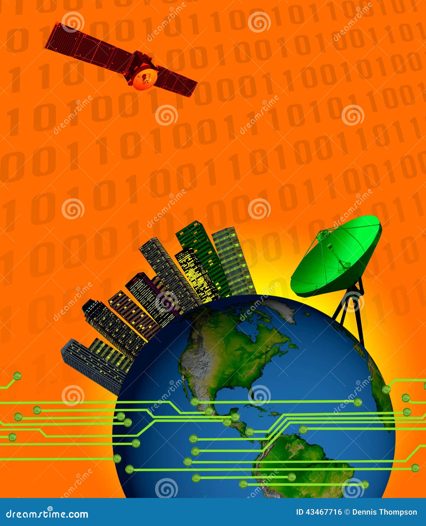 Global Communications Technology Cyberspace Orbiting Satellite ...