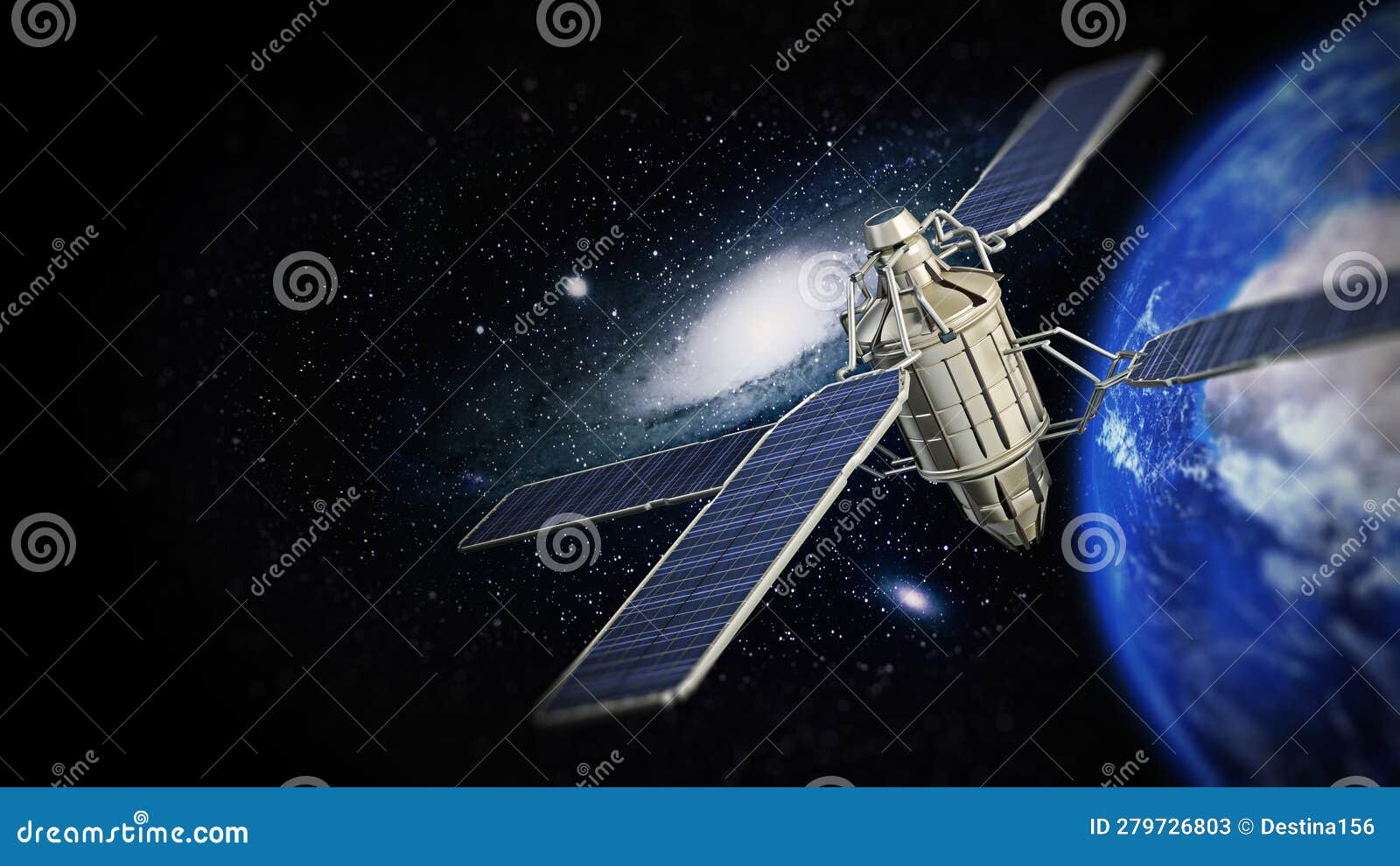 Communication Satellite in Earth S Orbit. 3D Illustration Stock ...