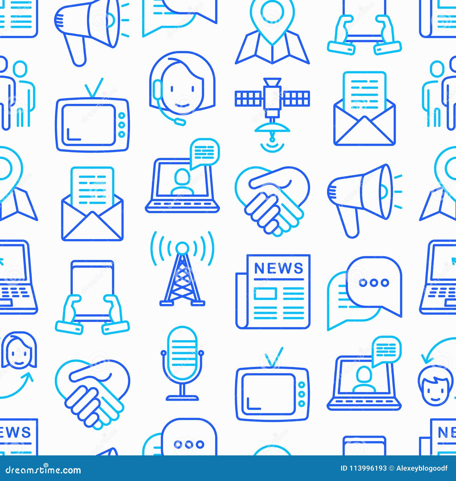 Communication Seamless Pattern with Thin Line Icons Stock Vector ...
