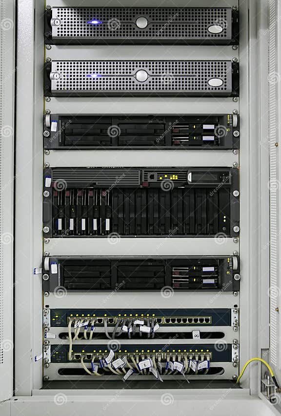 Communication Servers Center Stock Image - Image of firewall, racks ...