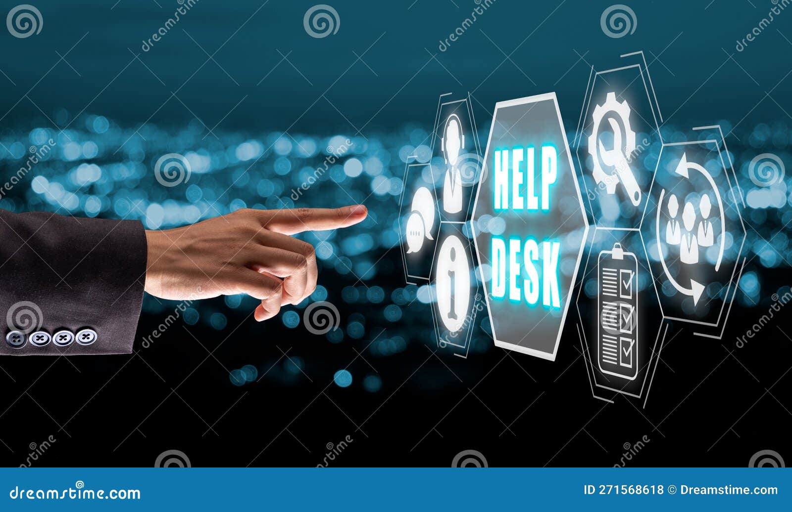 Person Hand Touching Help Desk Icon on Virtual Screen Stock Photo ...
