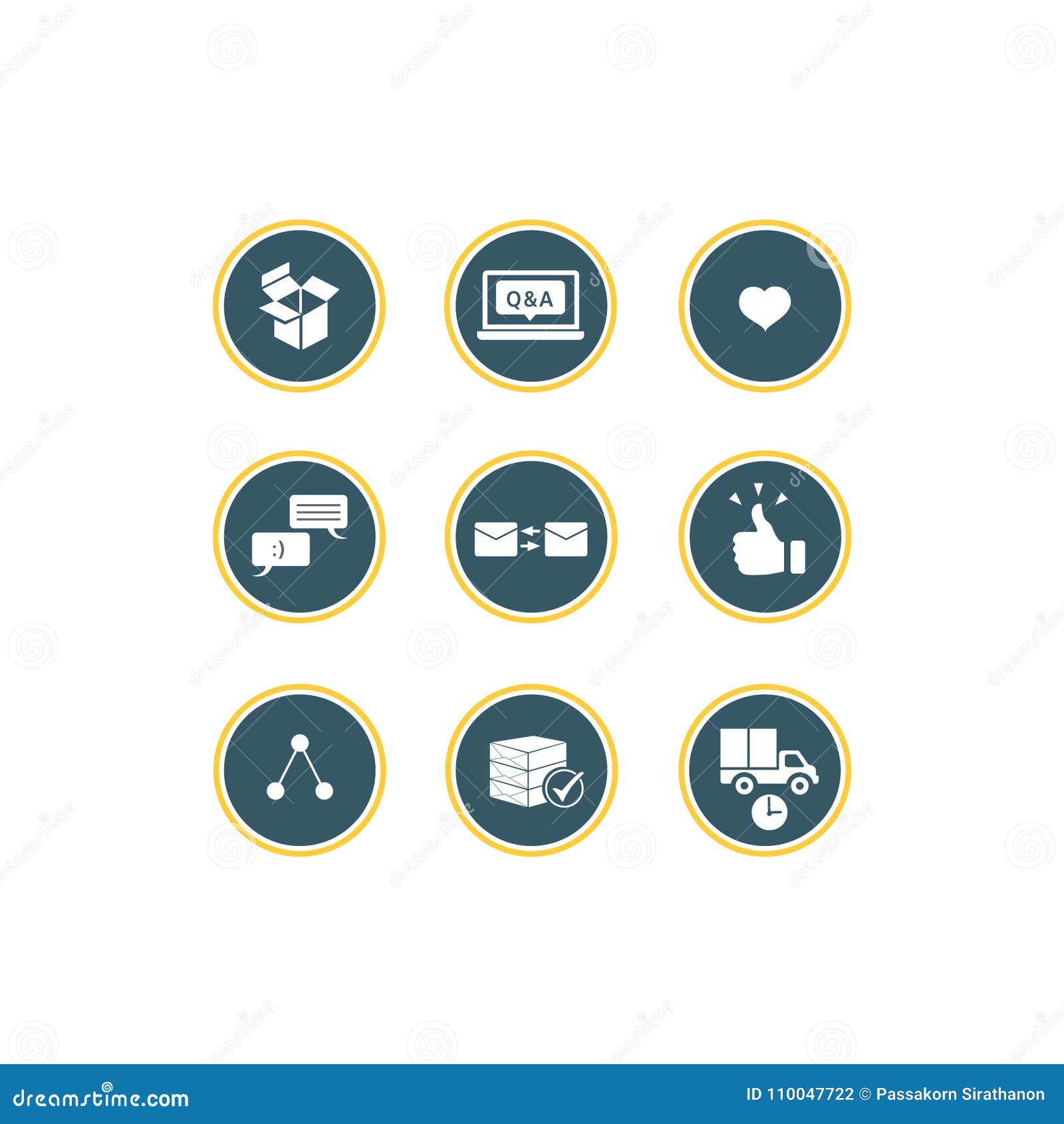 Communication and Service Vector Icons Set, White Background, Vector ...