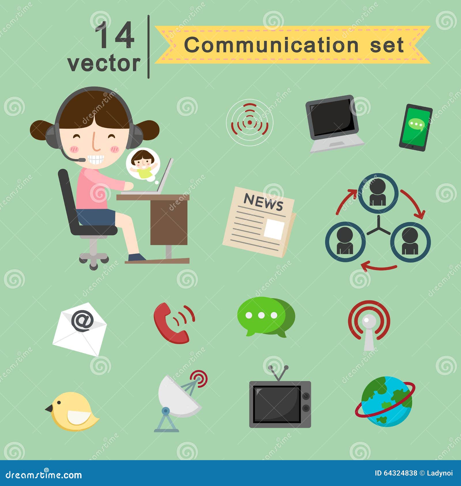 Communication set stock vector. Illustration of notebook - 64324838