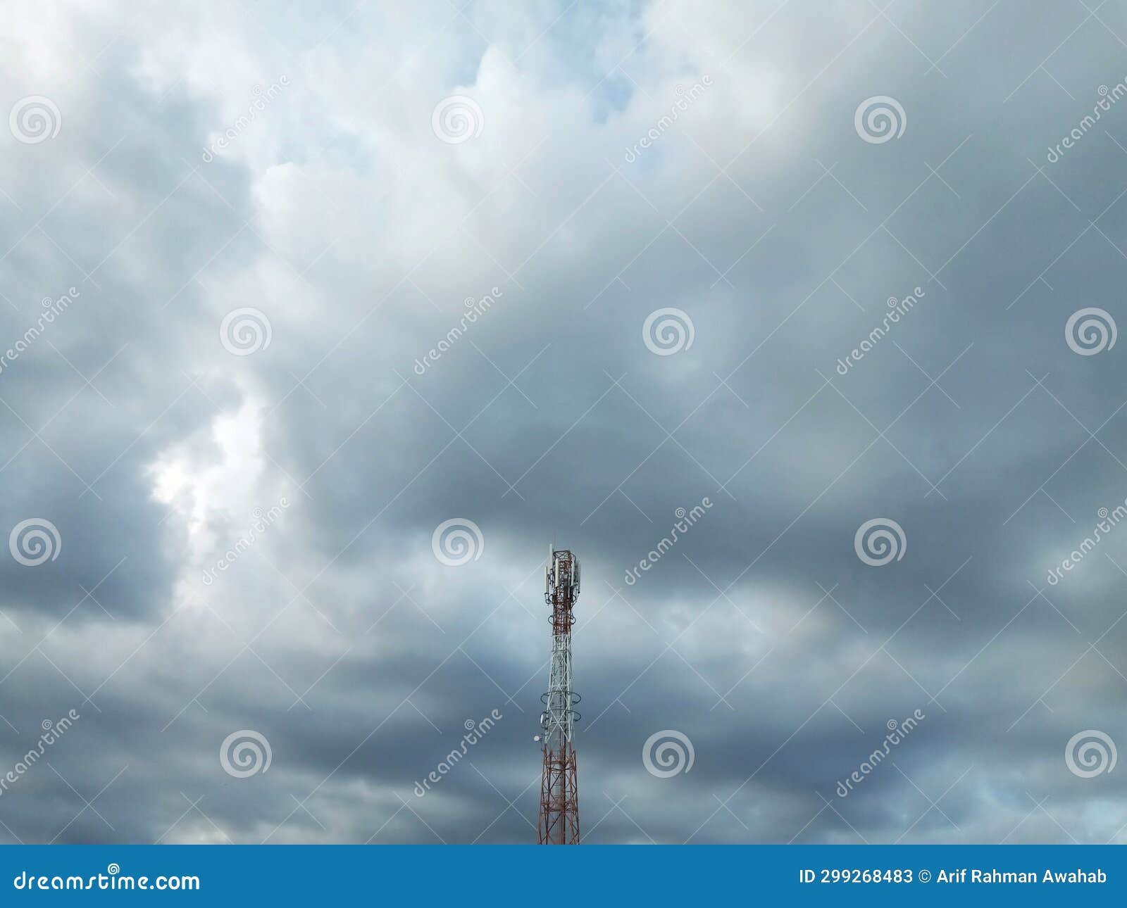 The Communication Signal Tower Rises High into the Sky during the Hot ...