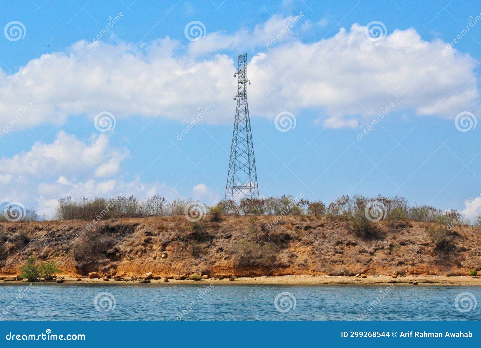 The Communication Signal Tower Rises High into the Sky during the Hot ...