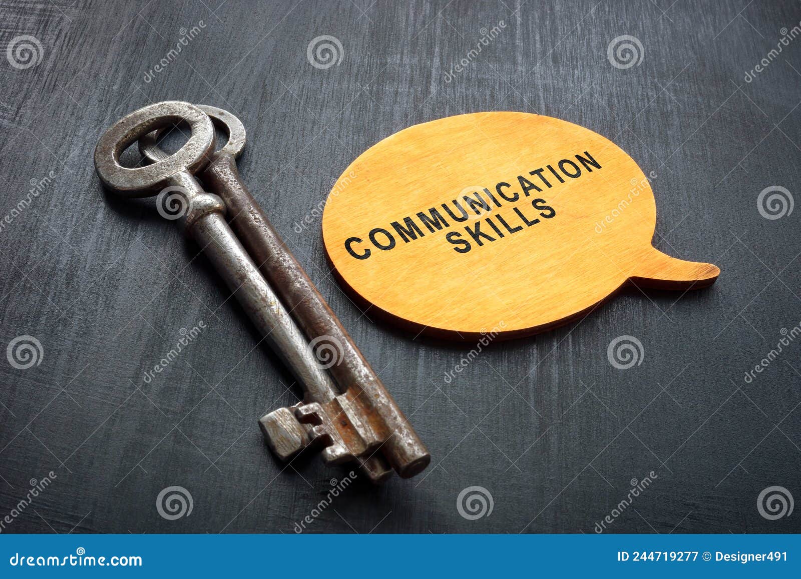 Communication Skills Concept. Two Keys and Speech Balloon. Stock Image ...
