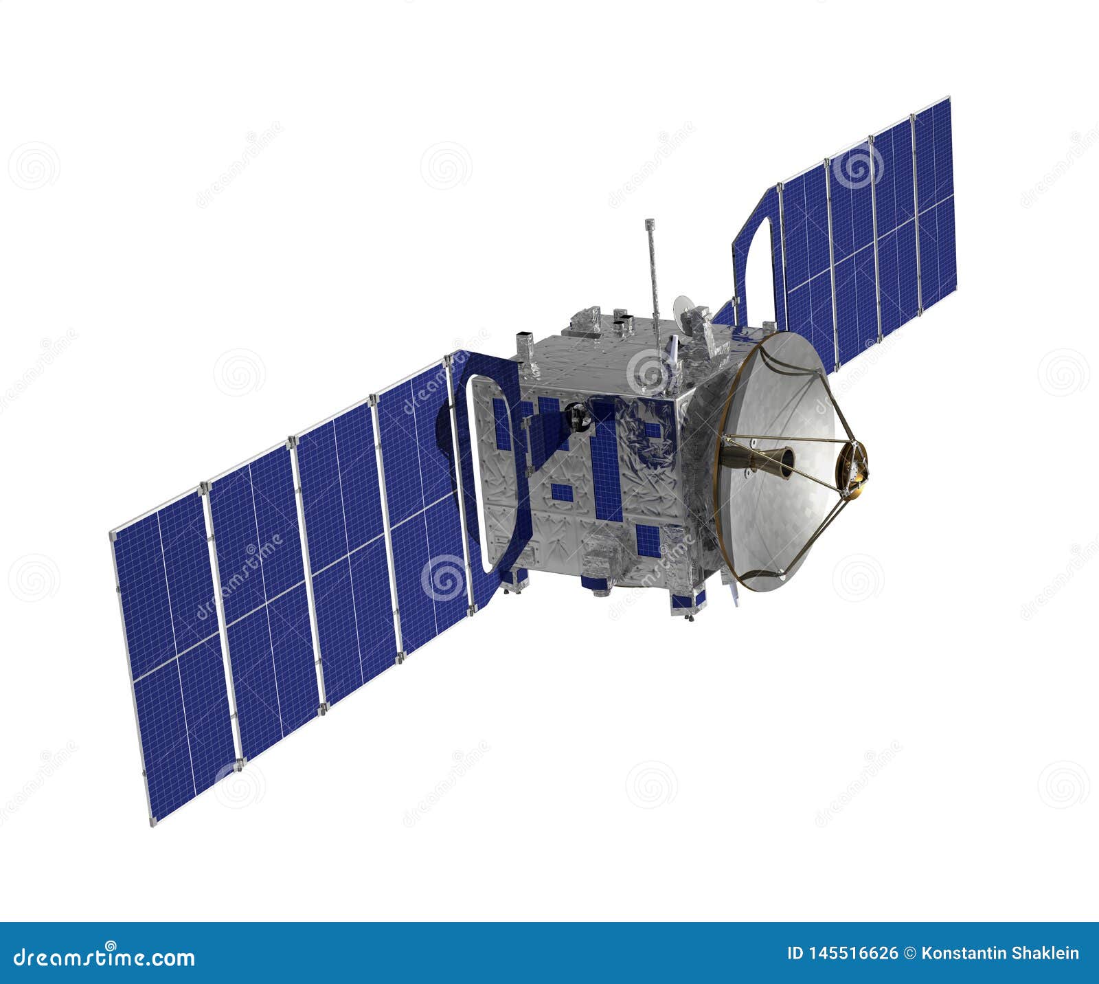 Communication Space Satellite Isolated on White Background Stock ...