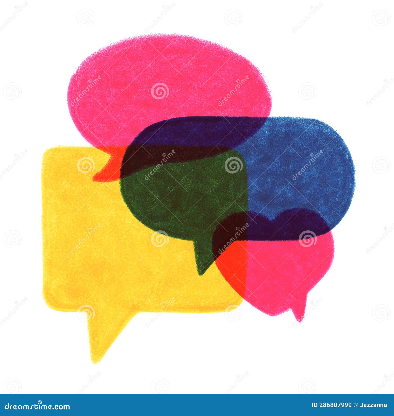 Communication Speech Bubbles Risography Illustration Stock Image ...